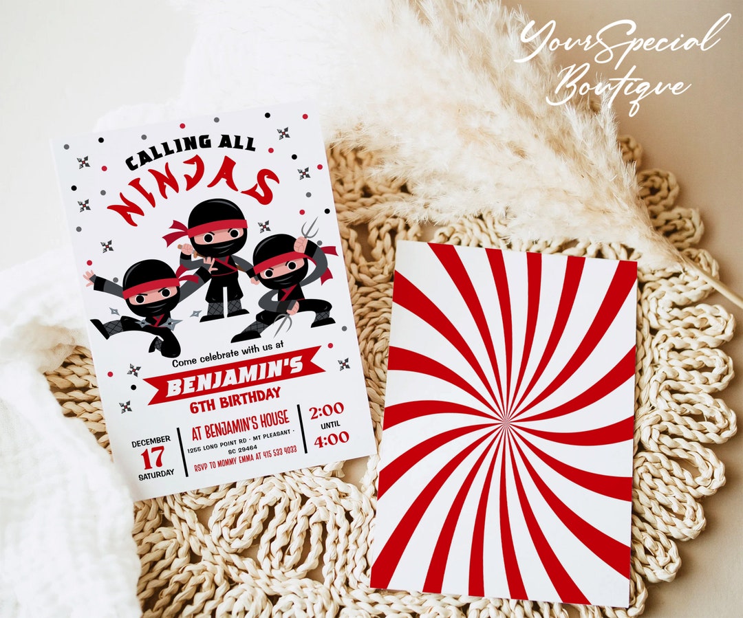 Ninja Birthday Invitation Martial Arts Invite Ninja Party Printable ...