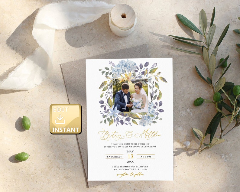 Photo Wedding Invite Wedding Invitation With Photo Template - Etsy
