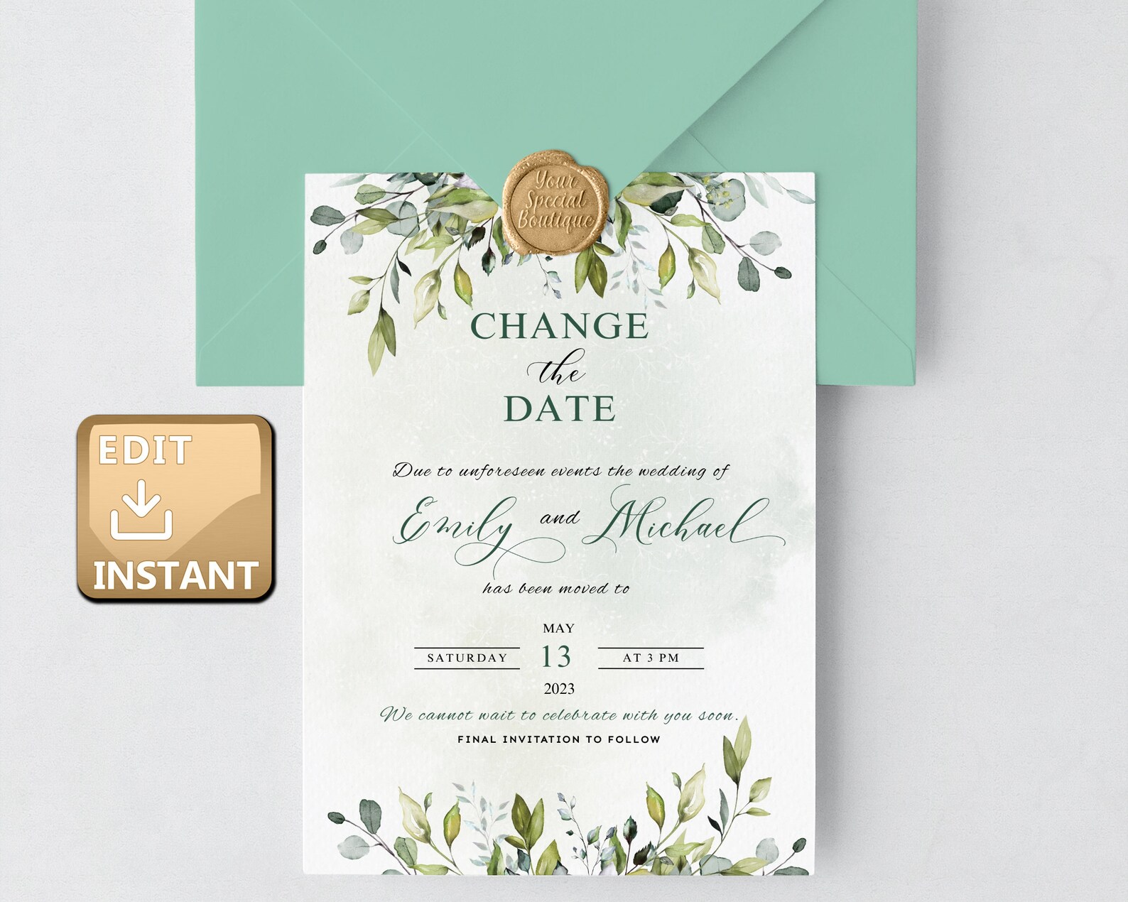 Change the Date Template, Change the Date Wedding Invitation, Change ...
