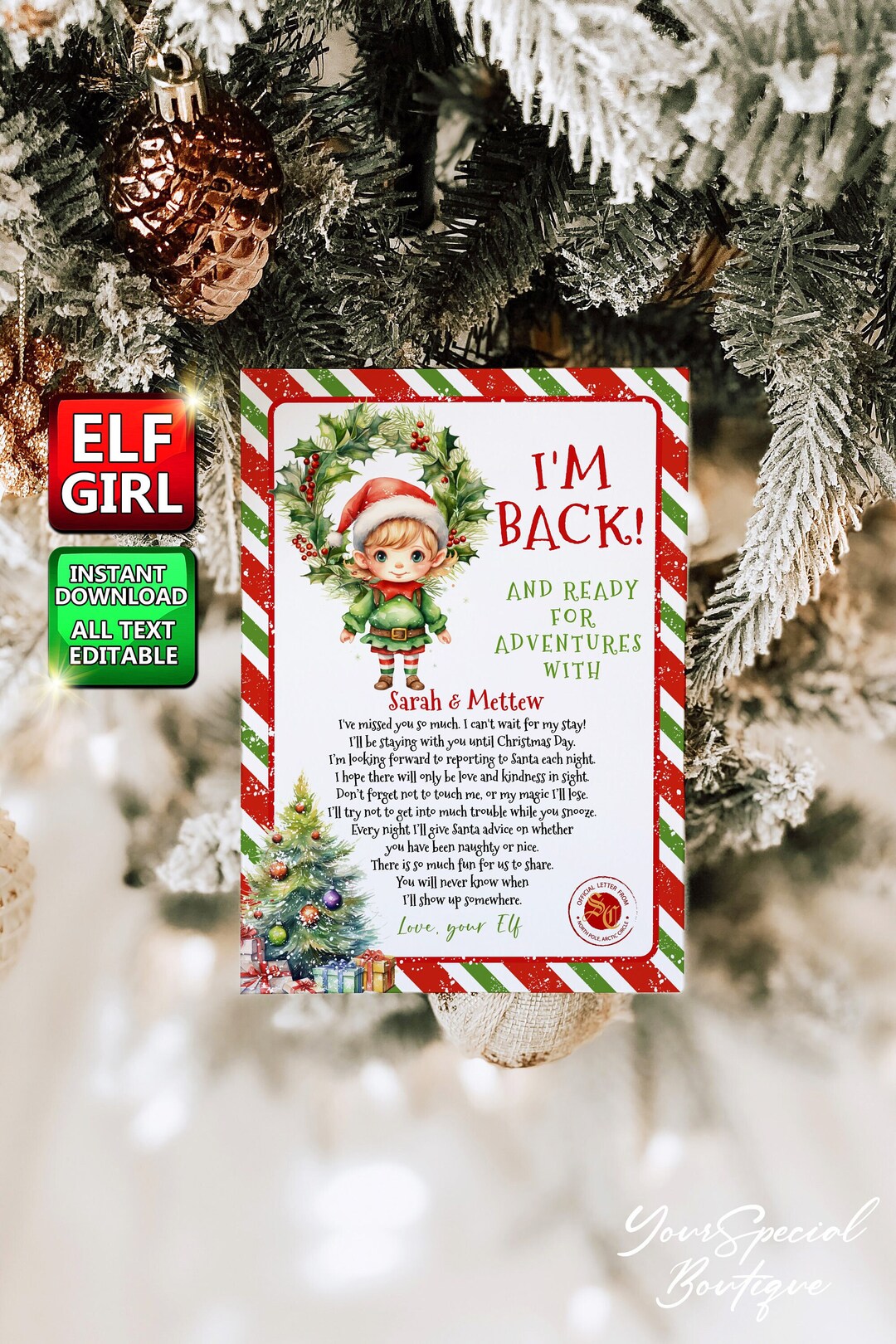 EDITABLE Elf Arrival Letter Return Letter Christmas Elf I'm Back Elf ...