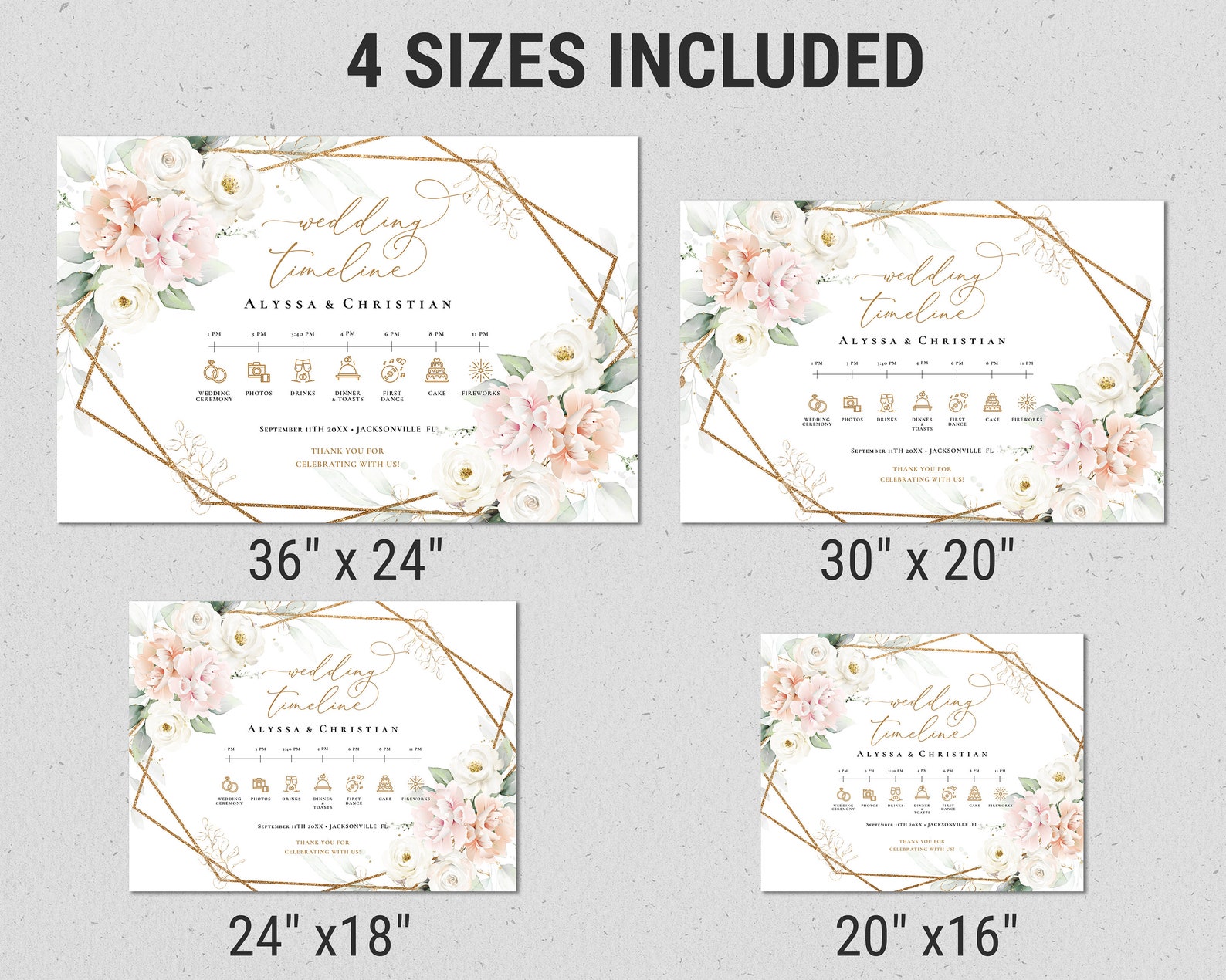 Wedding Timeline Pink Sign, Custom Wedding Sign, Blush Sign Wedding ...