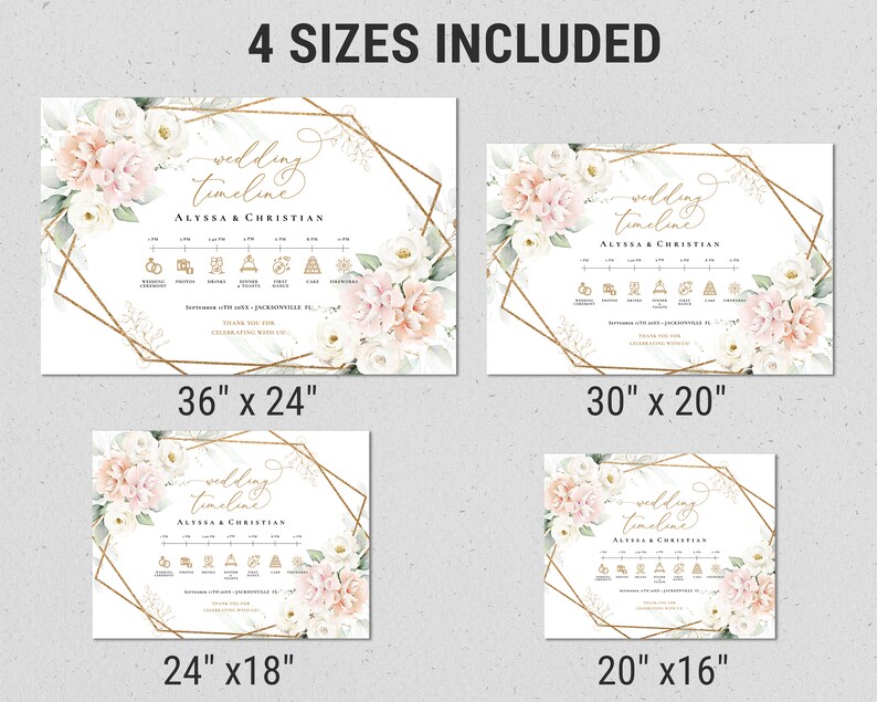 Wedding Timeline Pink Sign, Custom Wedding Sign, Blush Sign Wedding ...