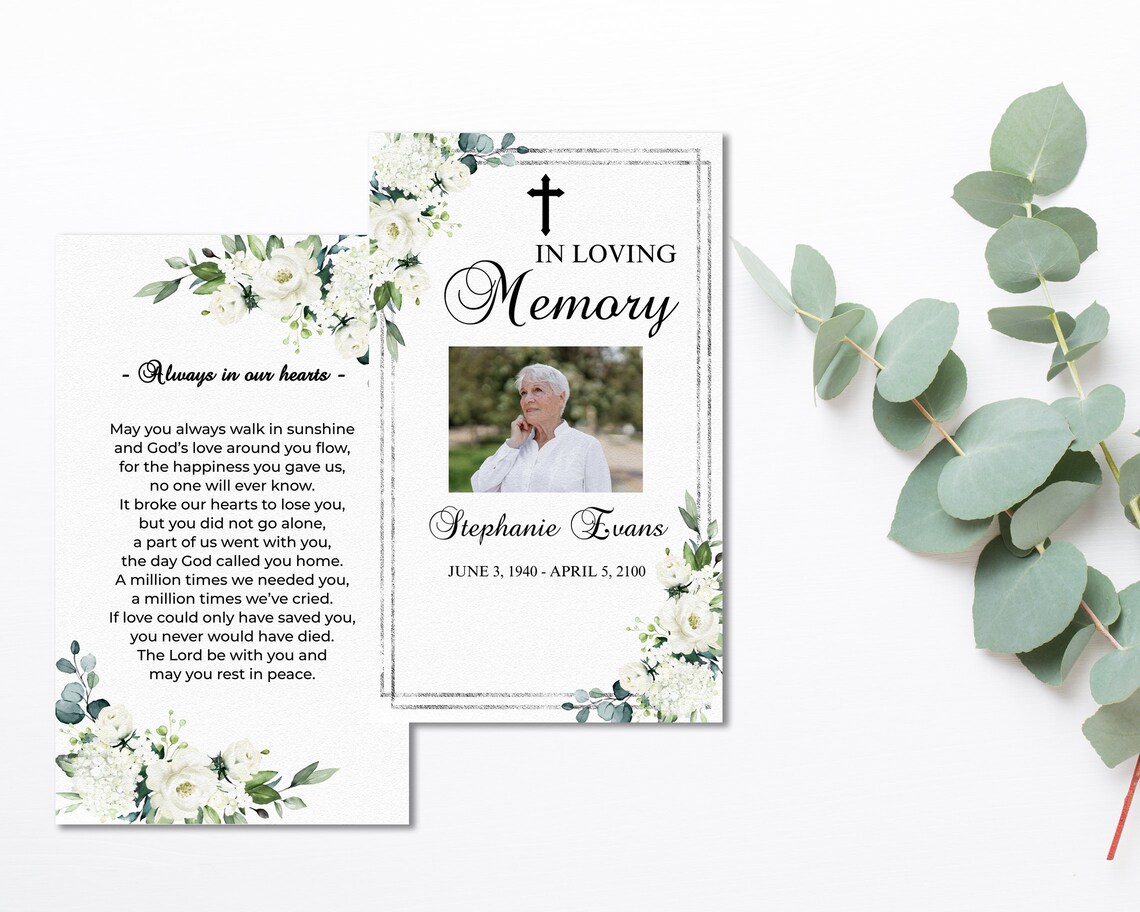 Funeral Prayer Cards Memorial Prayer Card Template Prayer - Etsy