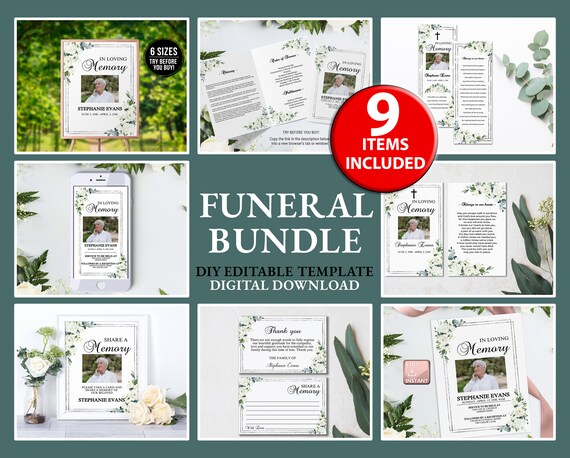 Funeral Bundle Printable Memorial Package Funeral Program | Etsy