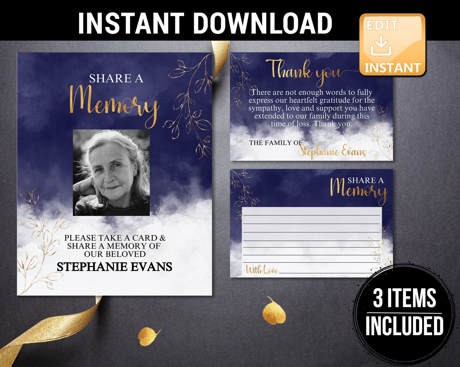 Funeral Share a Memory Card Template Funeral Memorial | Etsy