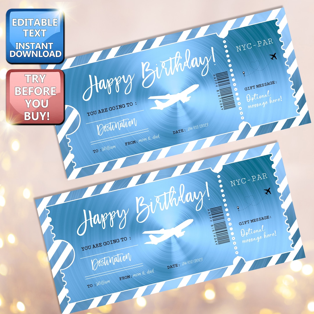 Boarding Pass Gift Ticket, Surprise Trip Ticket Flight Rose Gold ...