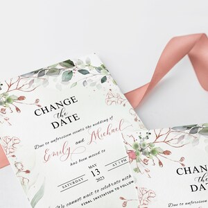 Change the Date Wedding Invitation, Change the Date Template, Change ...
