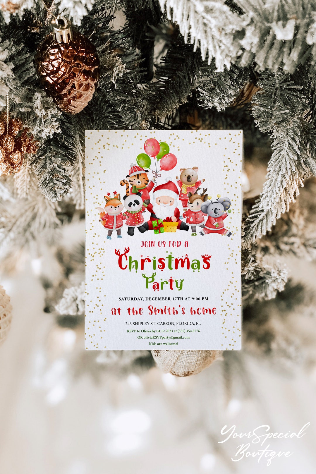 Cute Kids Christmas Party Invitation, Christmas Party Invite Christmas ...
