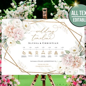 Wedding Timeline Pink Sign, Custom Wedding Sign, Blush Sign Wedding ...