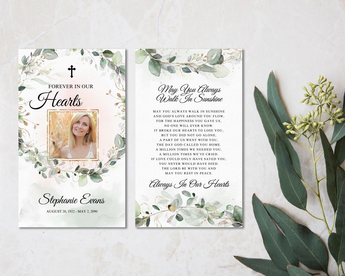 Funeral Prayer Cards Memorial Prayer Card Funeral Prayer - Etsy