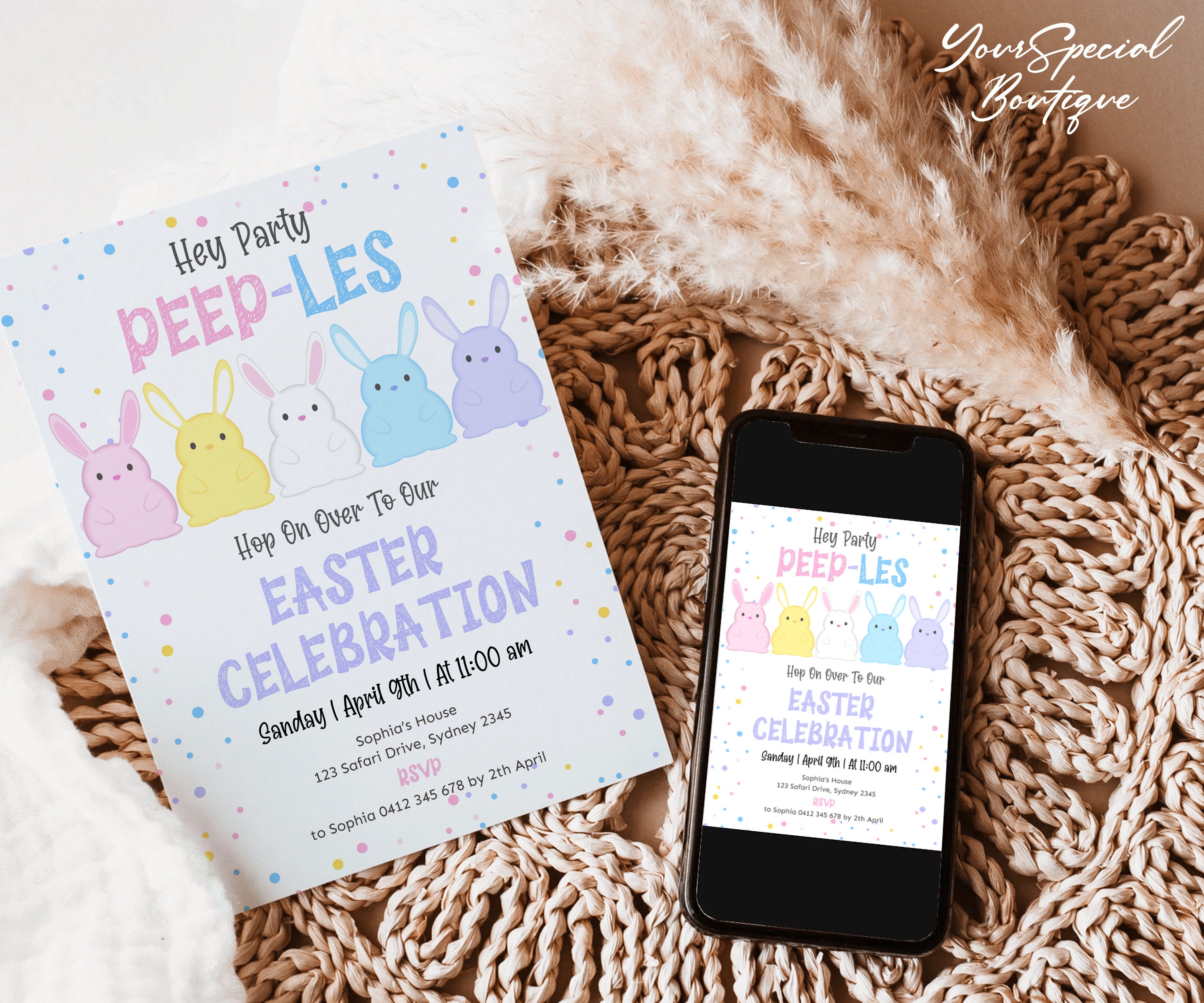 Party With My Peeps Editable Easter Egg Hunt Invitation - Etsy