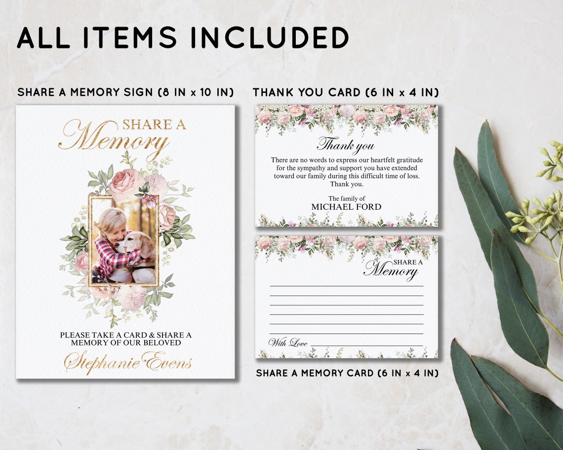 Funeral Share A Memory Sign, Funeral Thank You Cards, Personalized ...