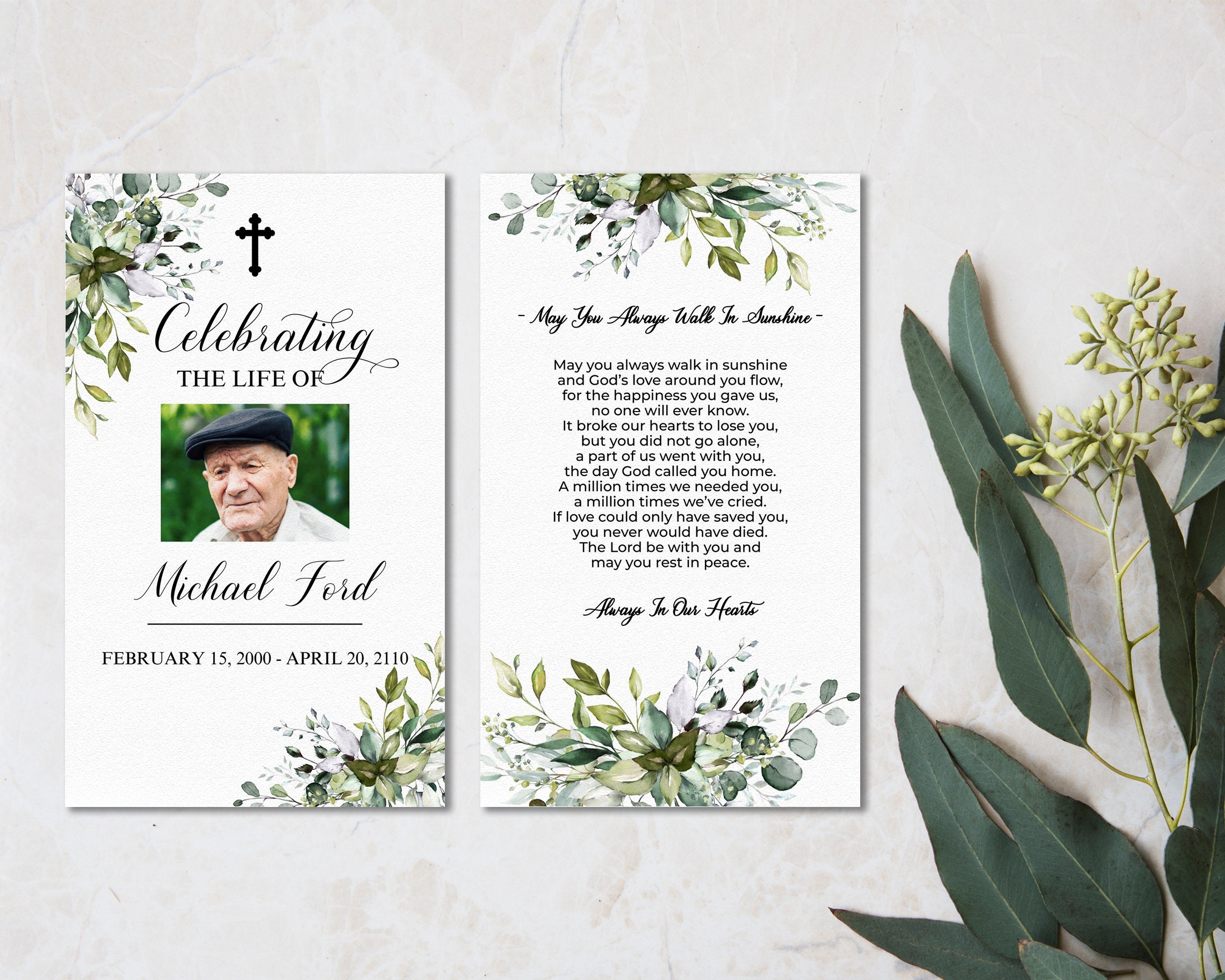 Funeral Prayer Card for Men Funeral Program Funeral - Etsy