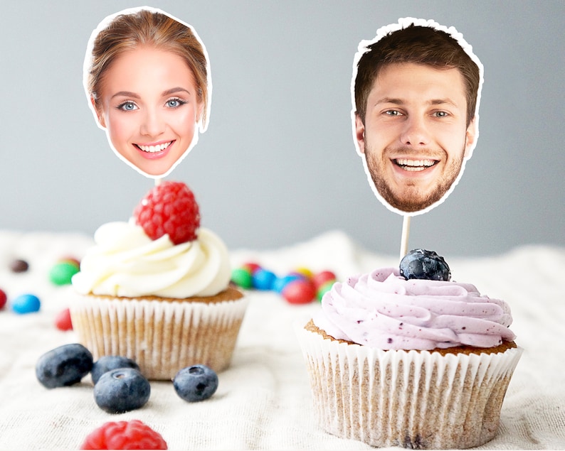 Personalized Face Stick, Head on a Stick Cupcake Toppers, Photo Cupcake ...