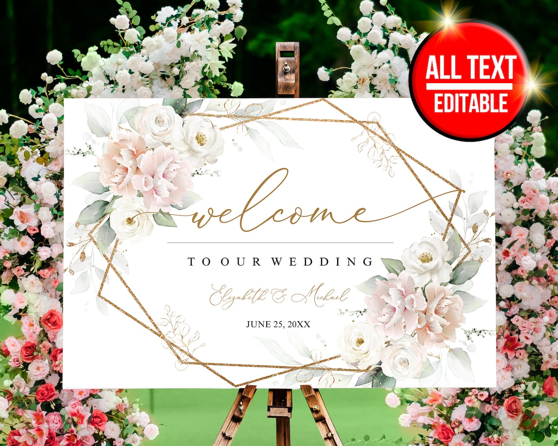 Wedding Welcome Sign Template Wedding Welcome Sign With | Etsy