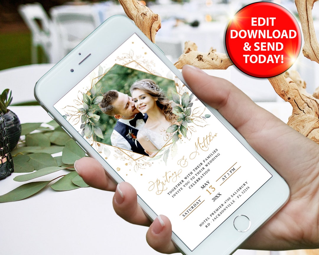 Picture Wedding Evite Template, Image Smartphone Electronic Invitation ...