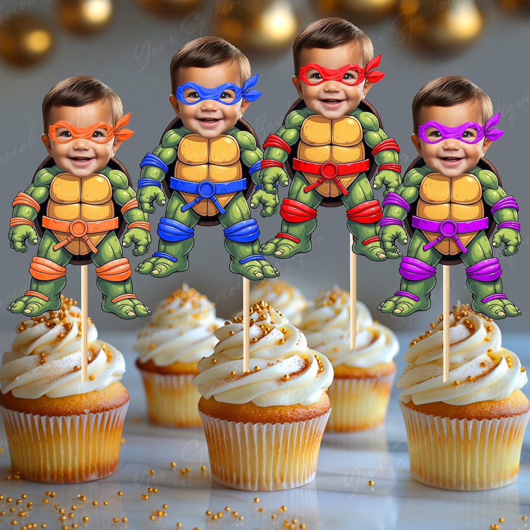 Custom Face Cupcake Toppers Turtles Fighter Custom Ninja Face Cupcakes ...
