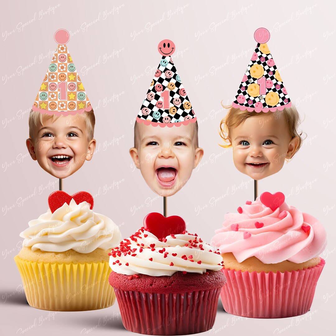 One Cool Dude Birthday, Happy Dude Face Cupcake Toppers, First Birthday ...