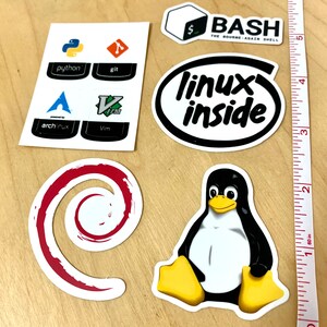 Programmer Vinyl Stickers Golang Gopher Arch Linux Inside Vim Python ...