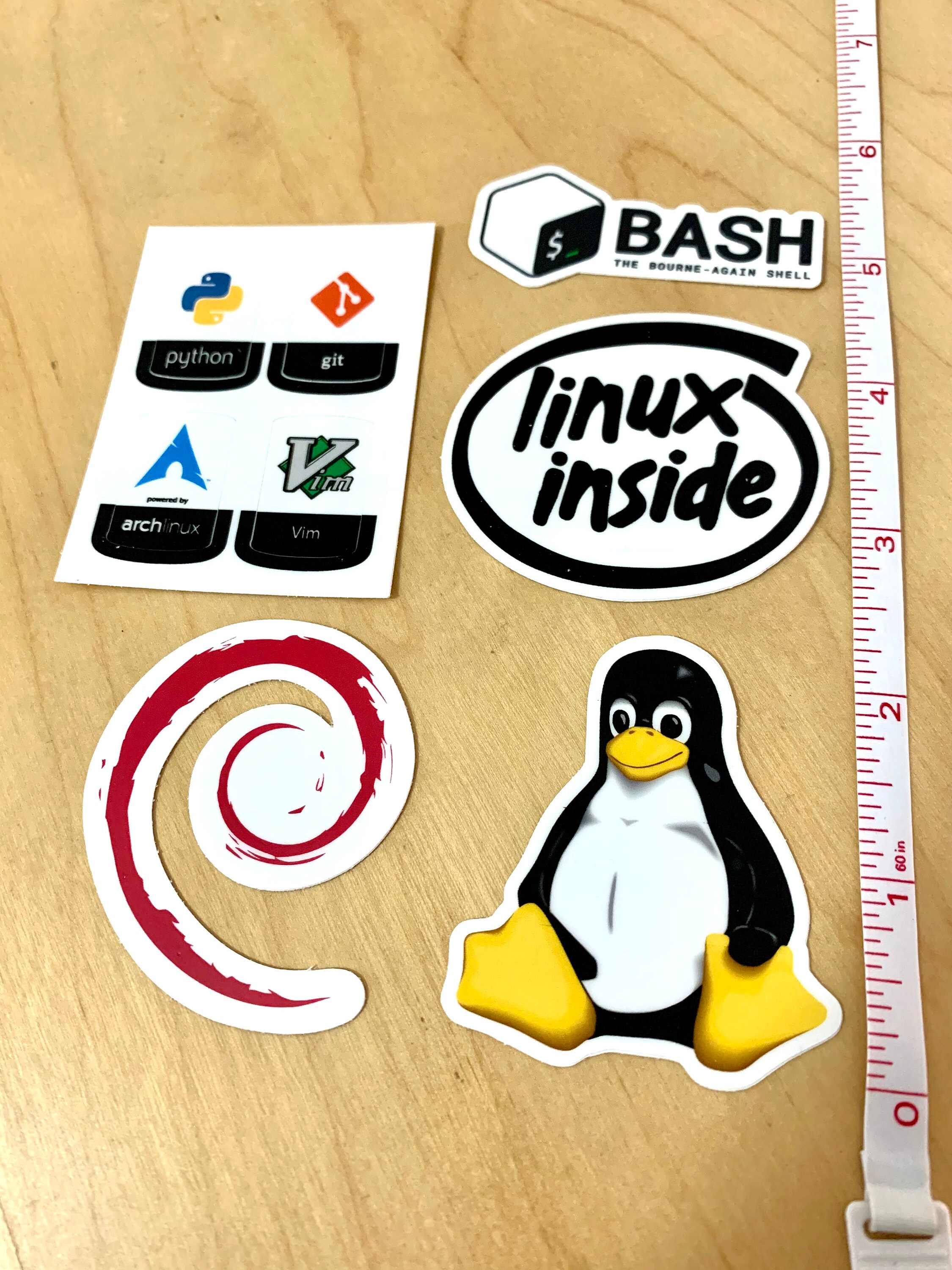 Programmer Vinyl Stickers Golang Gopher Arch Linux Inside Vim Python ...