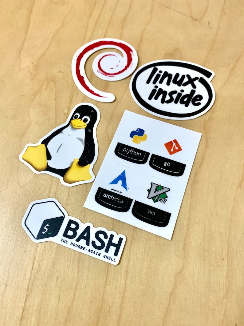 Programmer Vinyl Stickers Golang Gopher Arch Linux Inside Vim Python ...