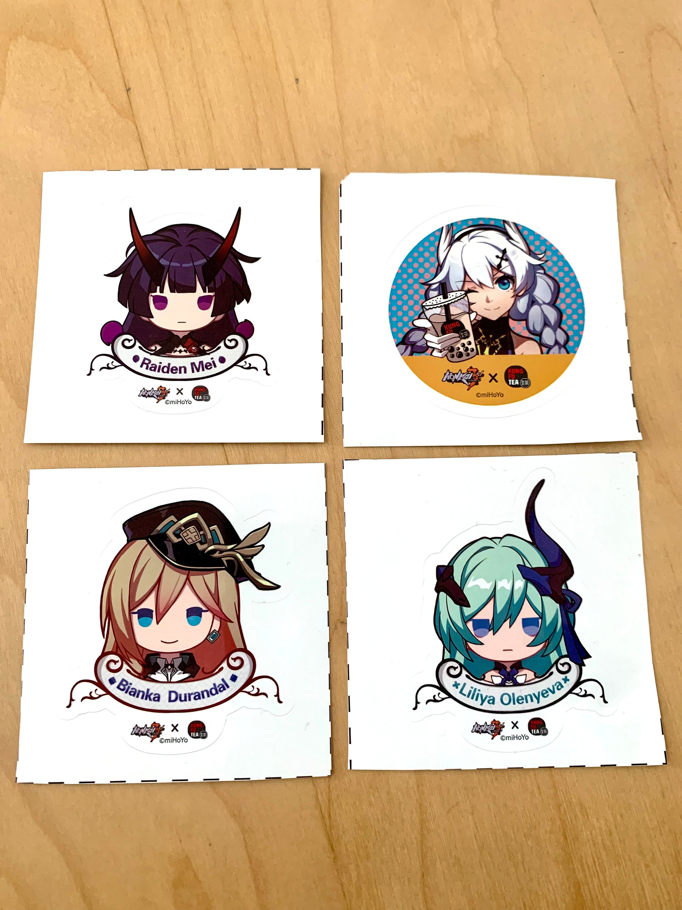 4 PCS Honkai 3rd Impact Kung Fu Bubble Tea Sticker Cute Anime KFT ...