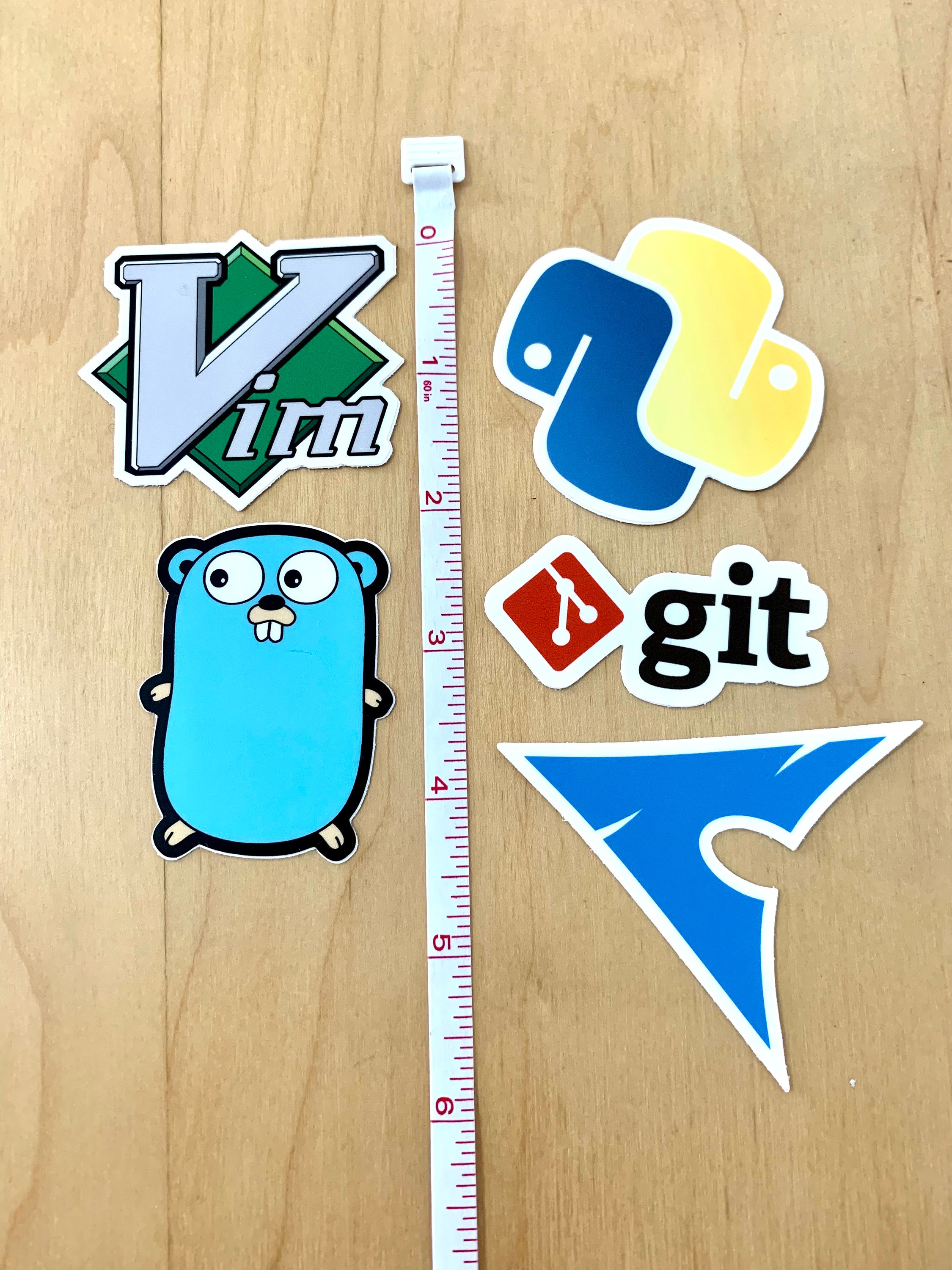 Programmer Vinyl Stickers Golang Gopher Arch Linux Inside Vim Python ...