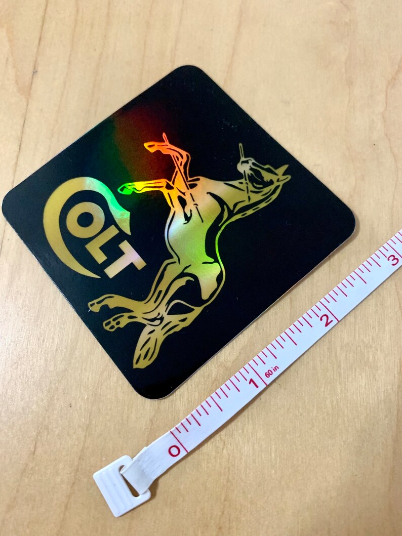 Colt Firearms Sticker Holographic Vinyl Decal Shiny 3 Inch Horse Pistol ...