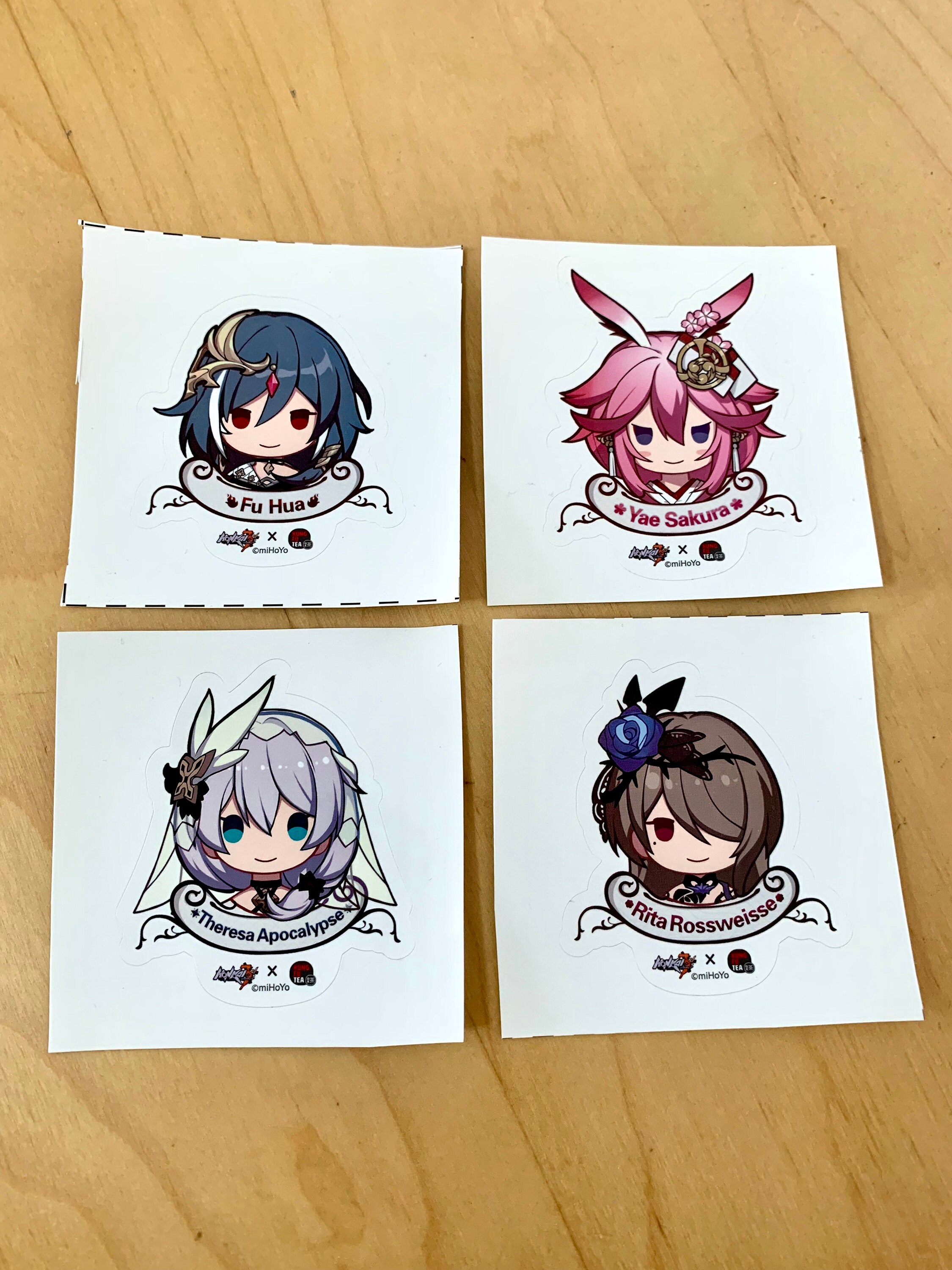 4 PCS Honkai 3rd Impact Kung Fu Bubble Tea Sticker Cute Anime KFT ...