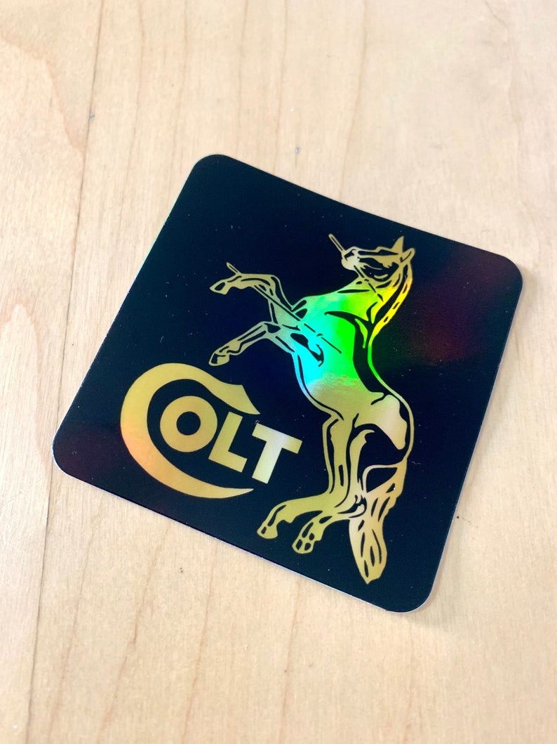 Colt Firearms Sticker Holographic Vinyl Decal Shiny 3 Inch Horse Pistol ...