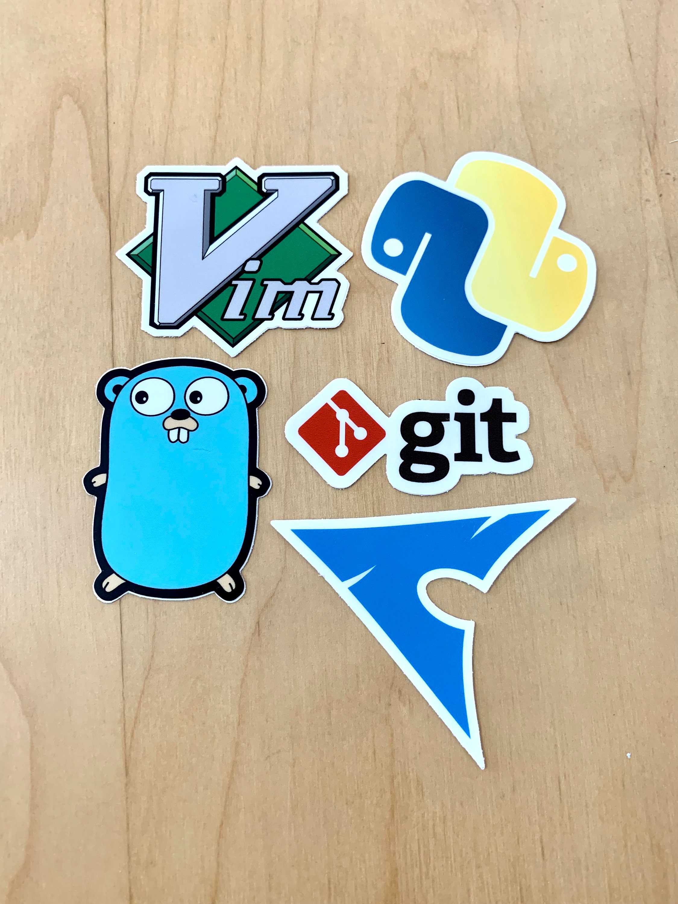 Programmer Vinyl Stickers Golang Gopher Arch Linux Inside Vim Python ...
