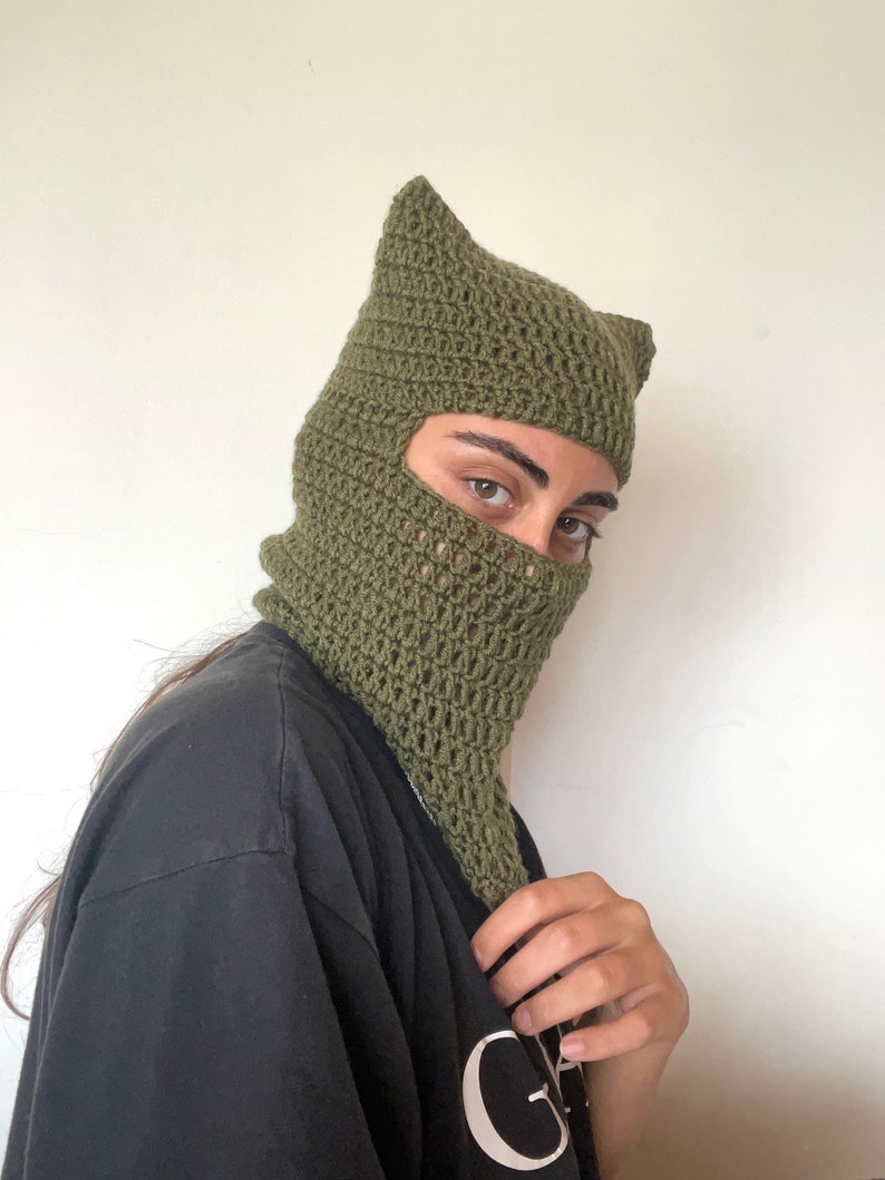 Balaclava With Ears Unisex Earmuff Knitted Helmet Knitted - Etsy