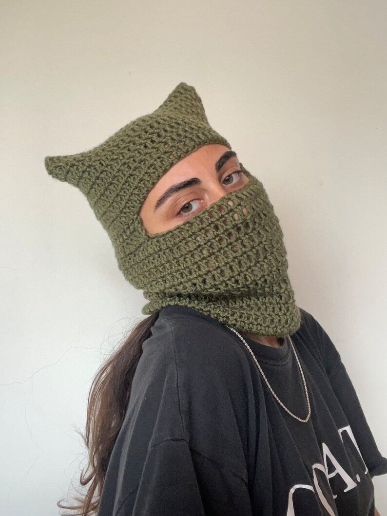 Balaclava With Ears Unisex Earmuff Knitted Helmet Knitted - Etsy