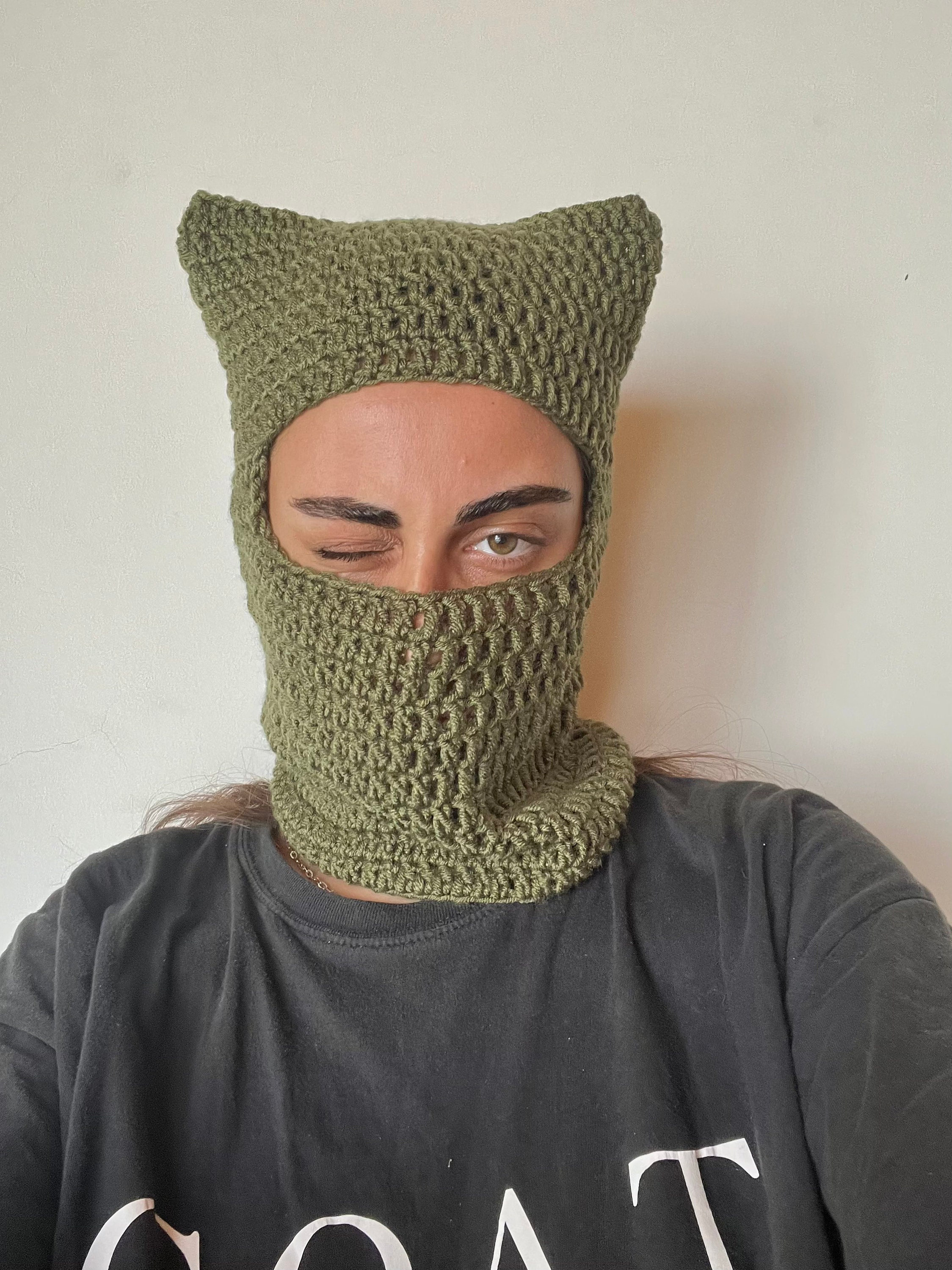 Balaclava With Ears Unisex Earmuff Knitted Helmet Knitted - Etsy