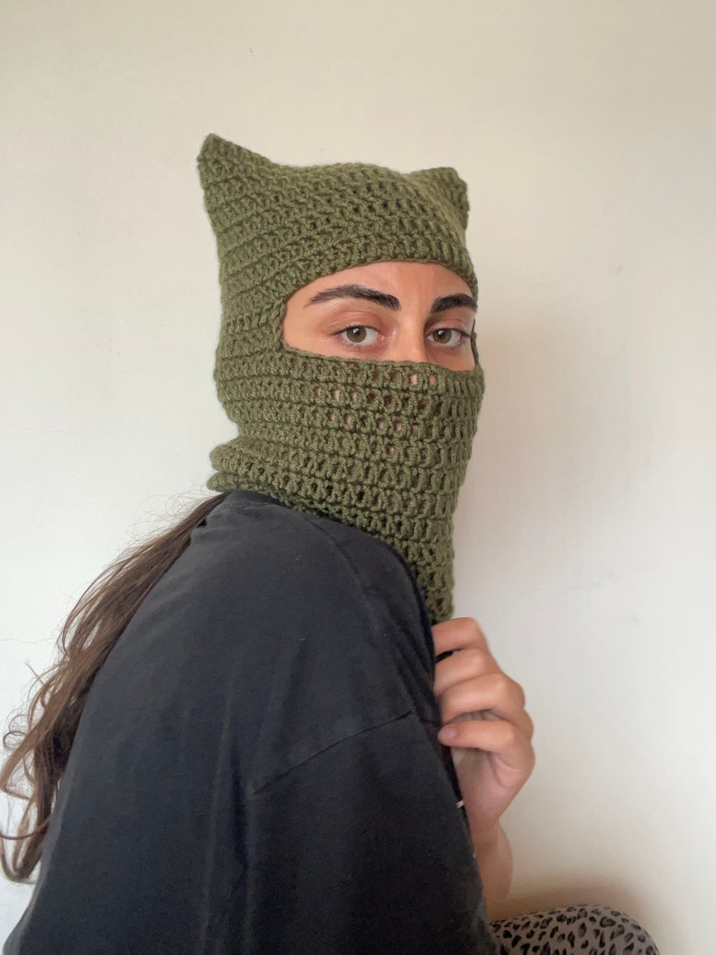 Balaclava With Ears Unisex Earmuff Knitted Helmet Knitted - Etsy