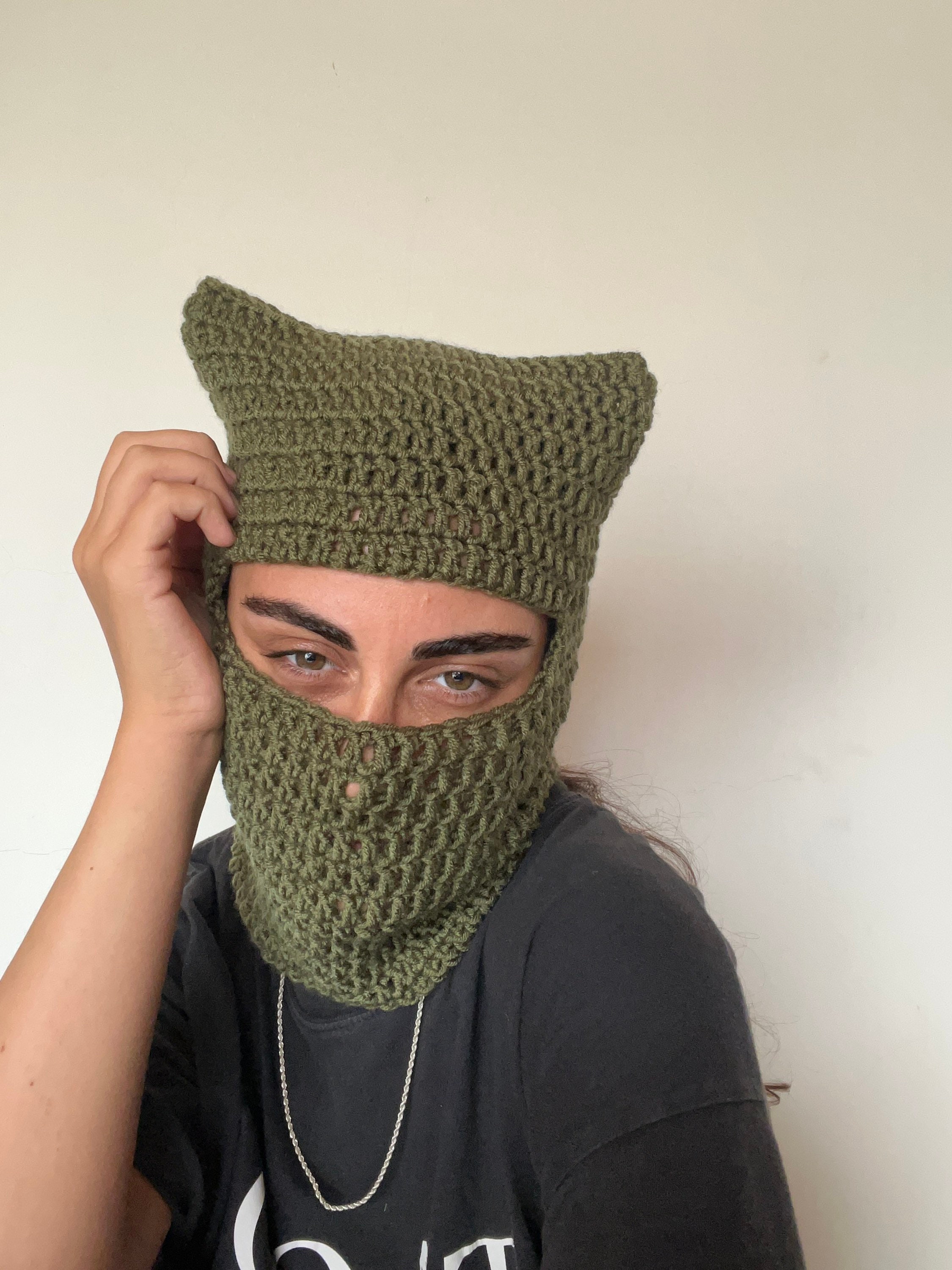 Balaclava With Ears Unisex Earmuff Knitted Helmet Knitted - Etsy
