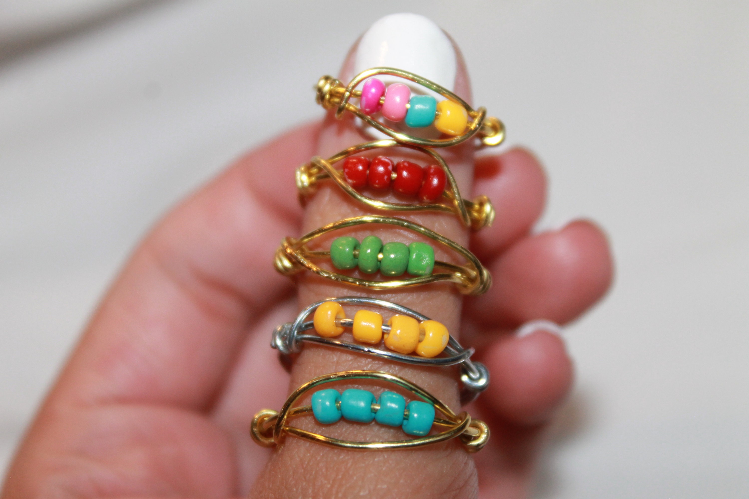 Colorful Bead Anxiety Fidget Rings | Etsy