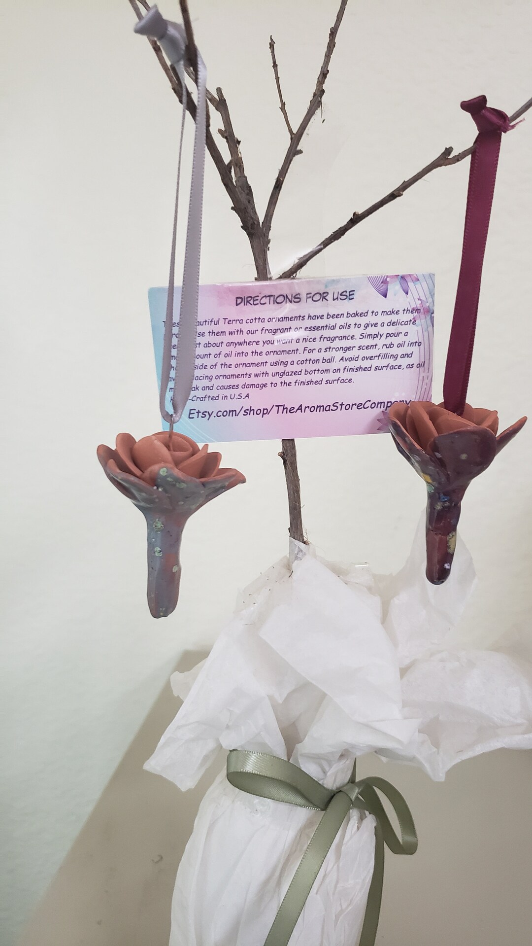 Terra Cotta Oil Diffuser-cute Handmade Flowers With Burst Colors No 2 ...