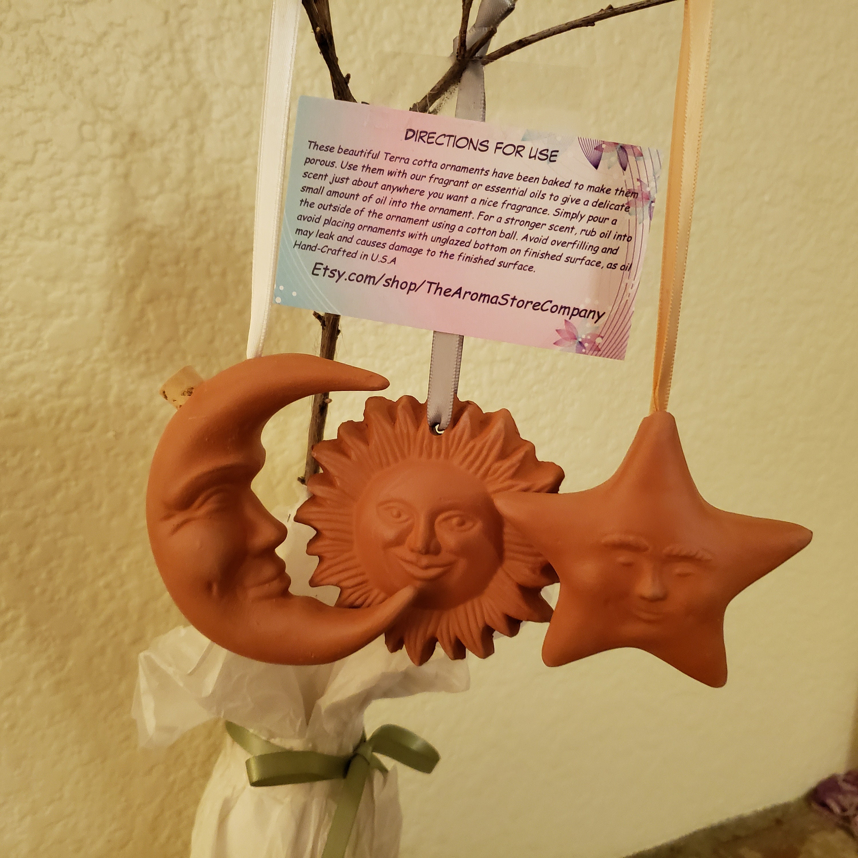 Terra Cotta Oil Diffuser: SUN MOON STAR - Etsy
