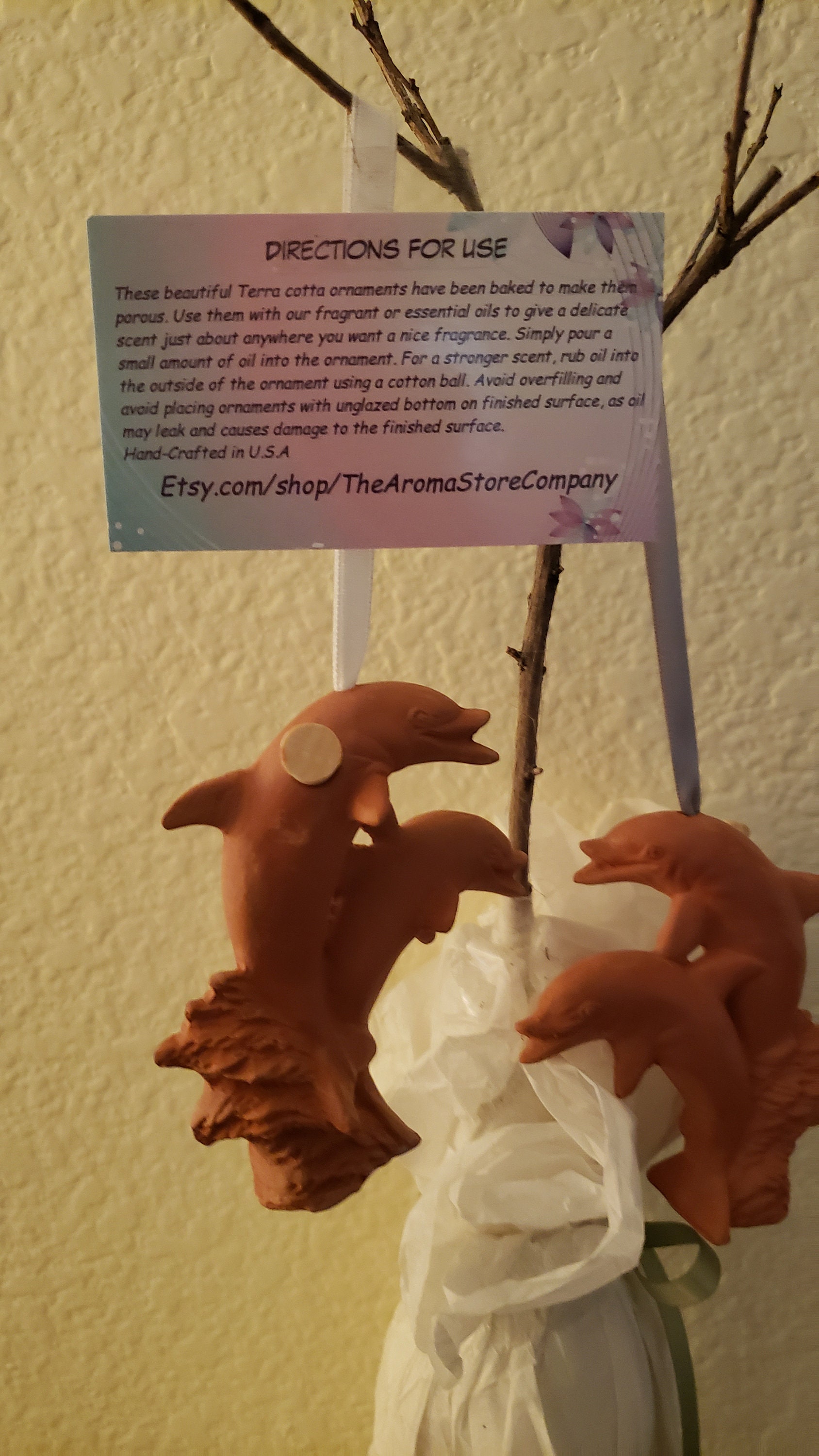 Terra Cotta Oil Diffuser-dolphins Twin set of 2 Happy Twin - Etsy