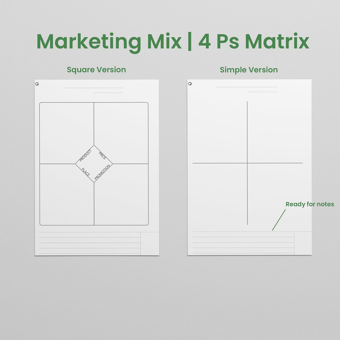 Marketing Mix | 4 Ps Matrix Templates for Remarkable 1 and Remarkable 2 ...