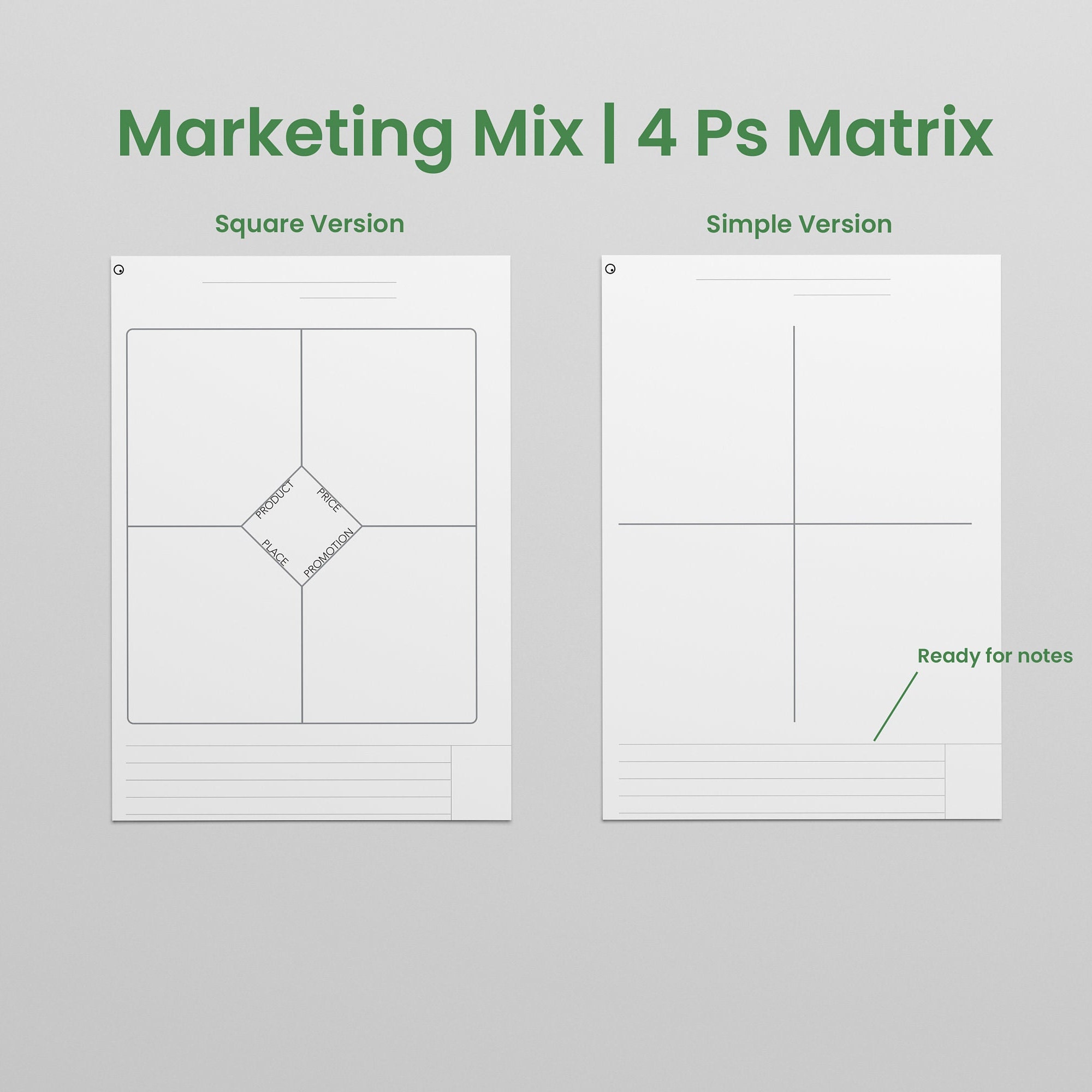 Marketing Mix 4 Ps Matrix Templates for Remarkable 1 and Remarkable 2 ...