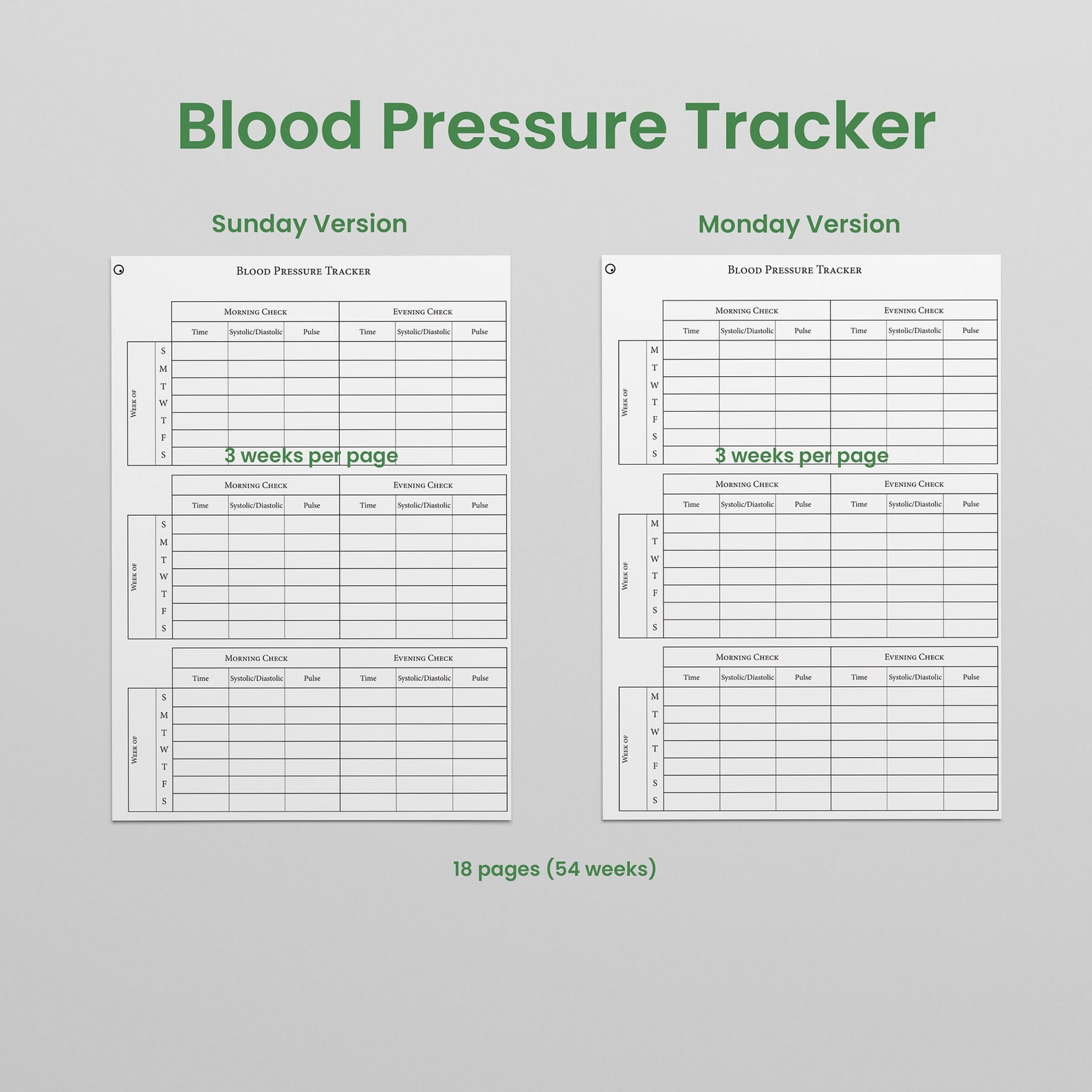 Blood Pressure Tracker Diary Templates for Remarkable 1 and | Etsy