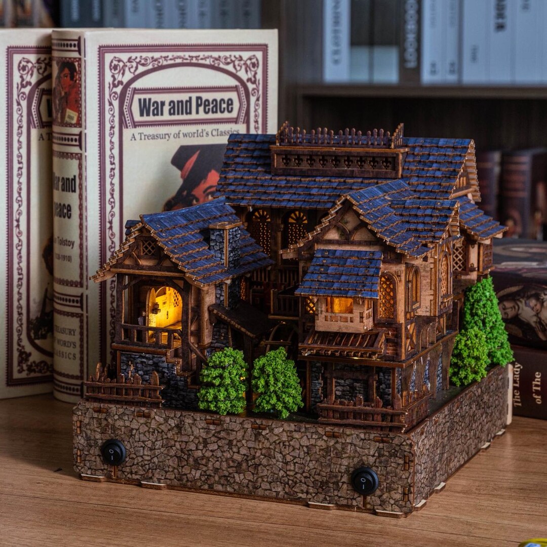 Medieval Manors House Book Nook | DIY Miniature LED Bookshelf Insert ...