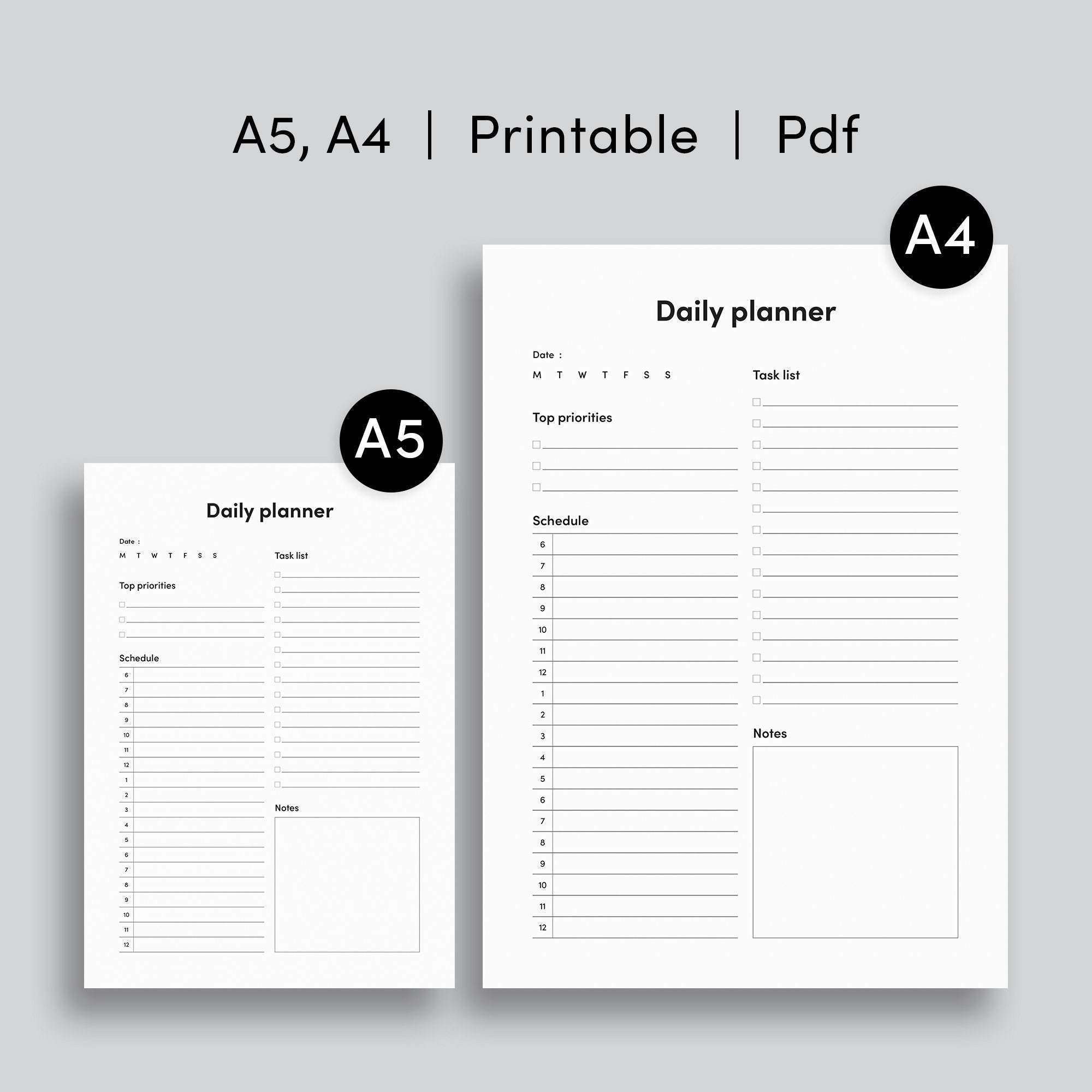 Printable Daily Planner, Daily Schedule, Daily to Do List, Task List ...