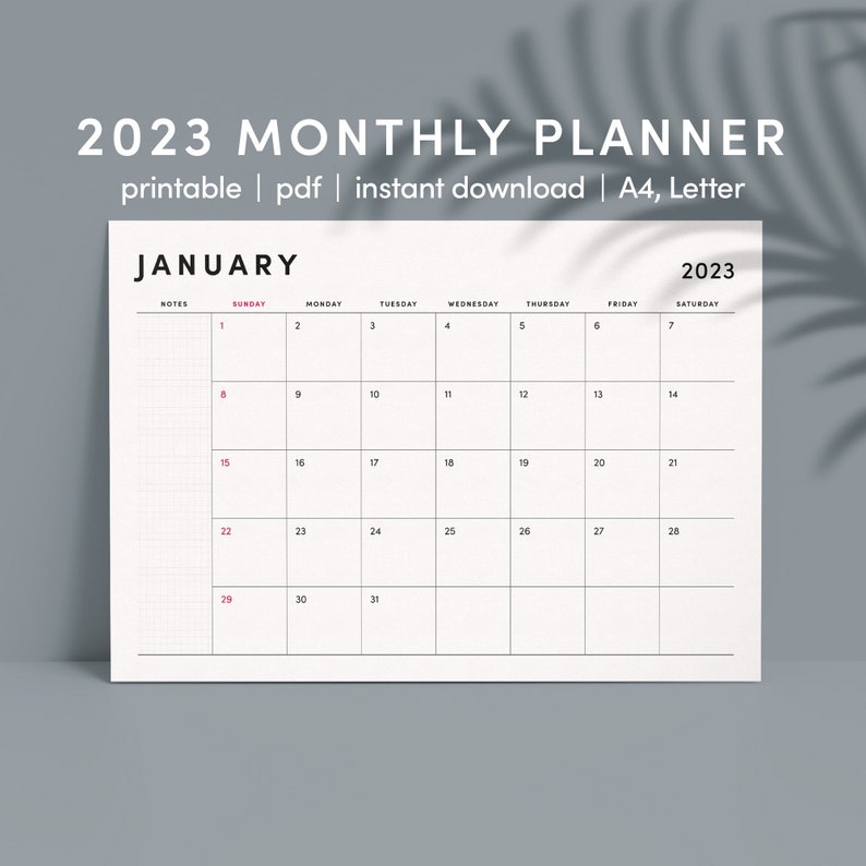 Printable 2023 Monthly Planner Printable 2023 Calendar - Etsy