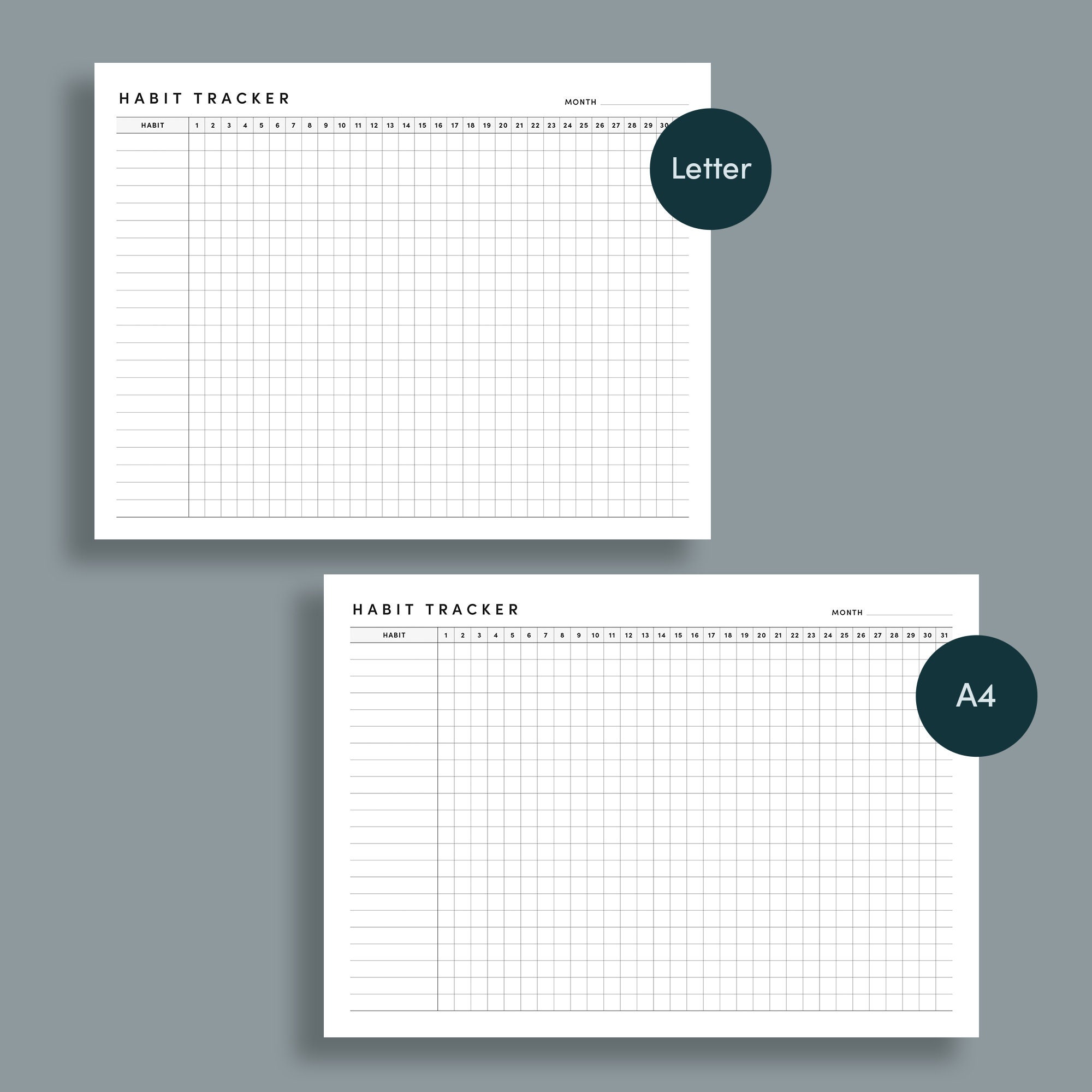 Simple Habit Tracker Printable, A4, Letter (PDF) - Etsy