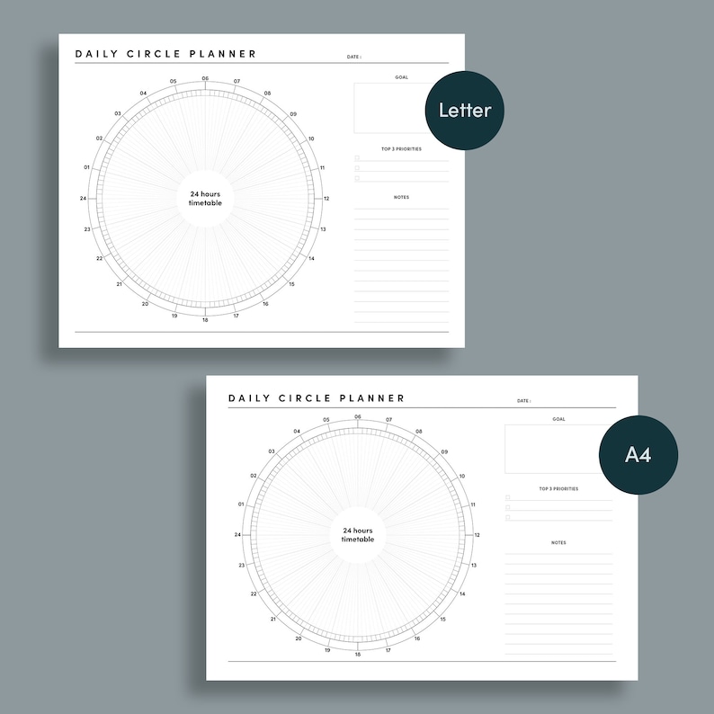 Daily Circle Planner Printable: 24-hour Timetable (PDF, A4/letter) - Etsy