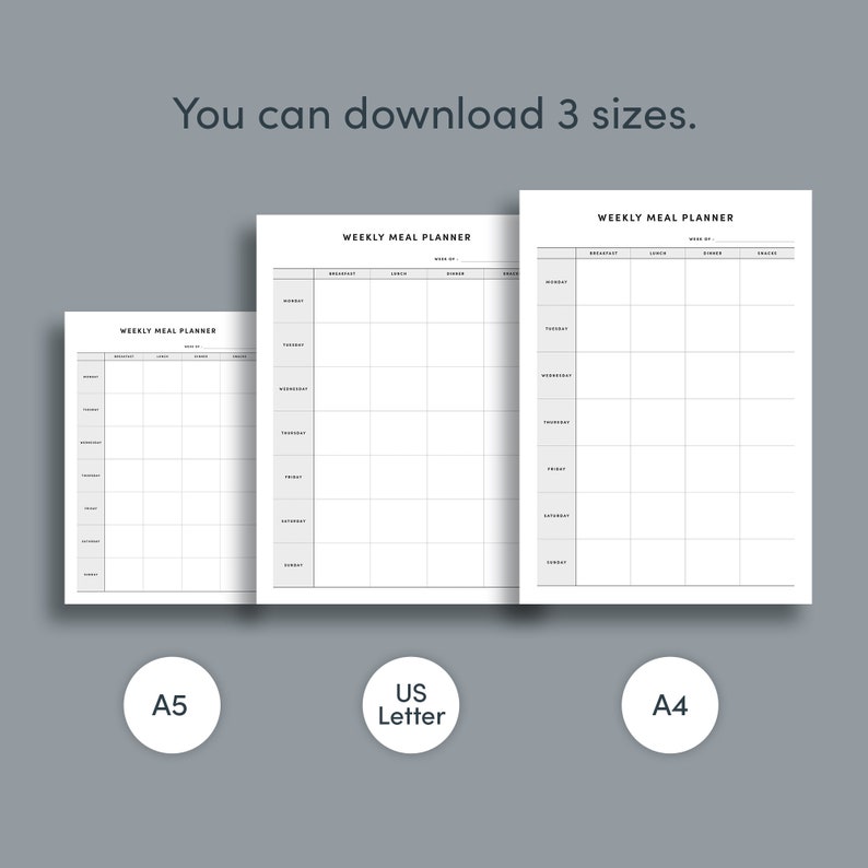 Weekly Meal Planner Printable, A4 A5 Letter Sizes (digital File) - Etsy ...