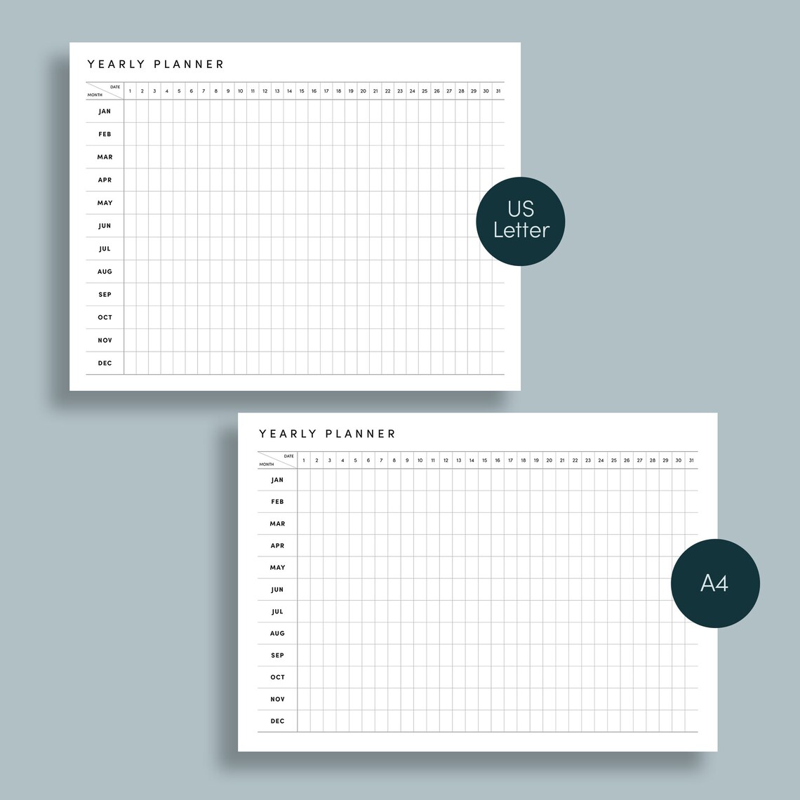 Yearly Planner Printable Printable Yearly Planner Yearly - Etsy